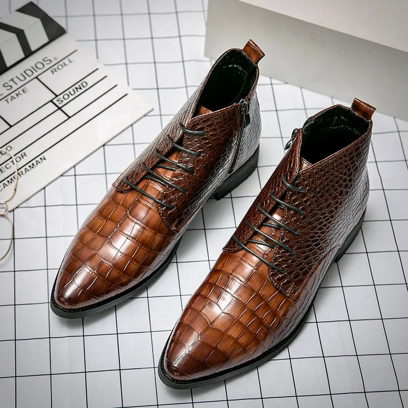 LEONARD HANOCH LEATHER LACE-UP BOOTS – GENESISCO