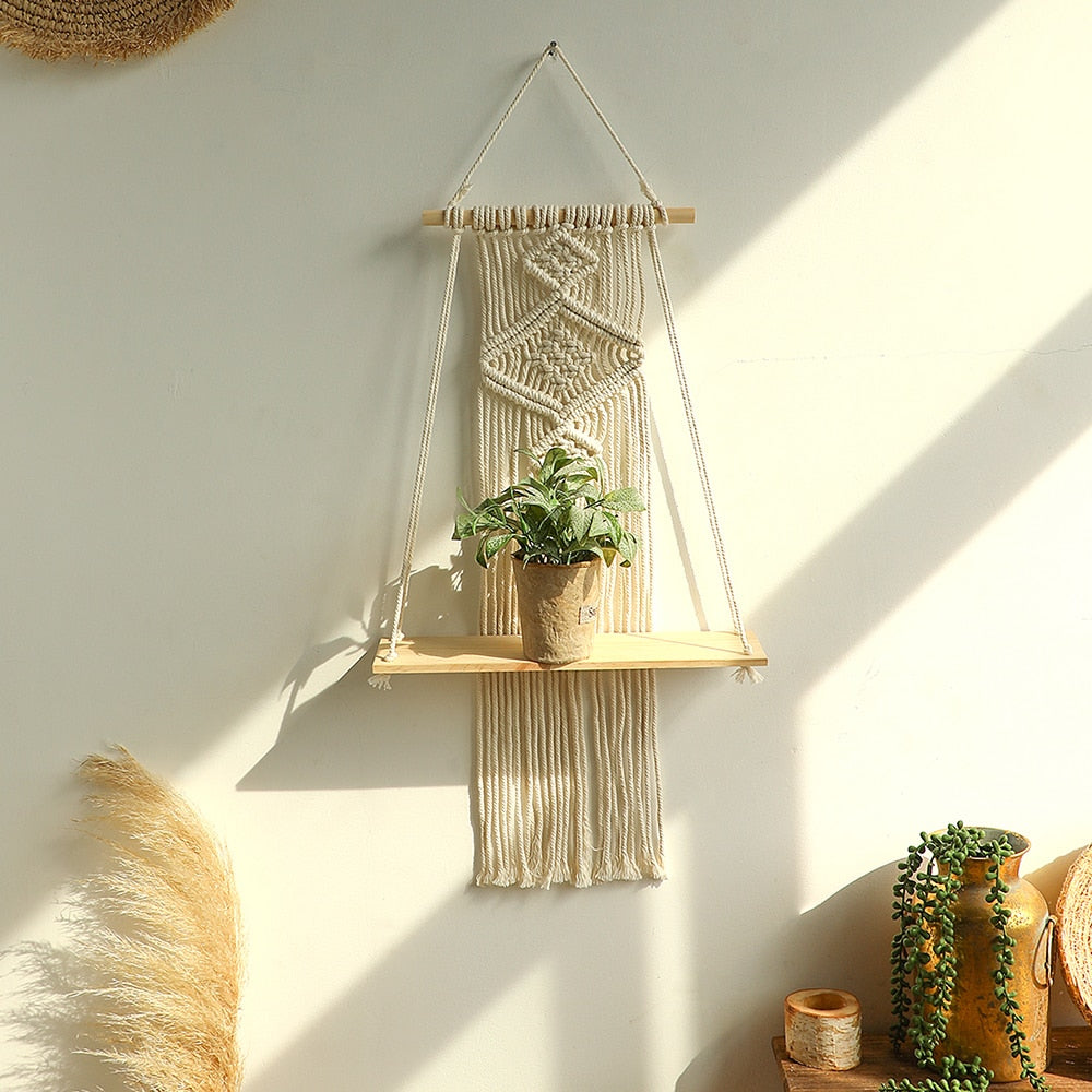 MACRAMÉ - Floating Plant Stand With Weaving Art – GENESISCO